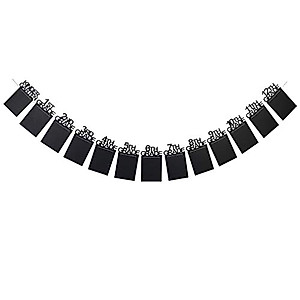 Black Graduation Photo Party Sign Banner, Recording From Kindergarten To 12th Grad Party Supplies, Congrats Grad Party Garlands Decorations