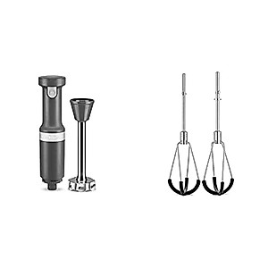 KitchenAid Cordless Variable Speed Hand Blender - KHBBV53 & KHMFEB2 Flex Edge Beater Accessory for Hand Mixer, One Size, Stainless Steel
