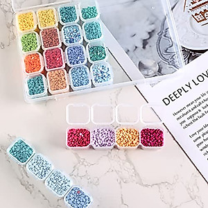 QUEFE 112 Slots Diamond Painting Storage Containers, 4pcs 28 Grids Clear Diamond Painting Accessories and Tools Boxes Bead Organizers Diamond Art Embroidery Storage with Label Stickers