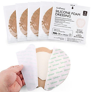 LotFancy Sacral Foam Dressing, 7"x 7", 5 Count, Silicone Foam Dressing, Wound Dressing with Border, Sacrum, Bed Sores, Pressure Ulcers Healing Bandage Pad, Highly Absorbent, Waterproof
