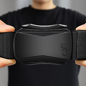 KEMISANT Mens Belt, Military Tactical Stretch Web Nylon Belt For Gift Men Hiking Hunting 1.5",Cut For Fit(Black,34"-38" Waist Adjustable)