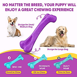Mitzifuzz Tough Dog Toys for Aggressive Chewers, Interactive Dog Toys to Keep Them Busy, Dog Chew Toys Long Lasting for Large/Medium/Small Dogs, for Teeth Cleaning, Bacon Flavor(2pcs, Purple+Cyan)