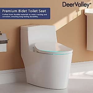 DeerValley Elongated Manual Bidet Toilet Seat with Self Cleaning Dual Nozzles, Rear & Feminine Cleaning, Non-Electric Bidets for Existing Toilets, White, No Wiring & Easy Installation