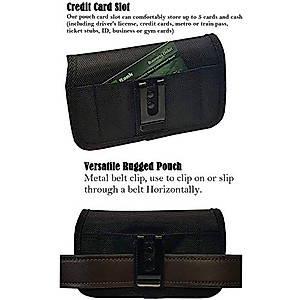 AH Military Grade Canvas Horizontal Men Cell Phone Belt Holder for iPhone 11 12 X Max iPhone 6s 6 Plus 7 Plus 8 Plus Rugged Clip Nylon Phone Belt Pouch Cell iPhone Holster with Belt Loop Fits Otterbox