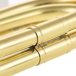 TUOREN Gold Bugle Cavalry Trumpet Brass Instrument for School Band Cavalry Beginner Military Orchestra W/Carrying Bag