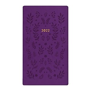 Letts of London Woodland Medium Pocket week to view 2022 diary - purple, (22-082175)