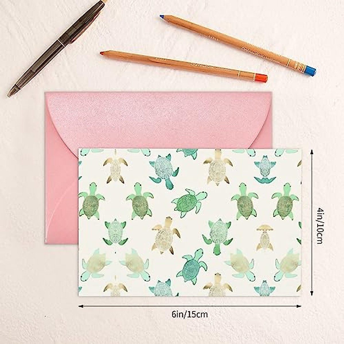 NEZIH Turtle Write Print Thank You Cards With Envelopes Classic Blank Thank Pearl Paper Greeting Card,