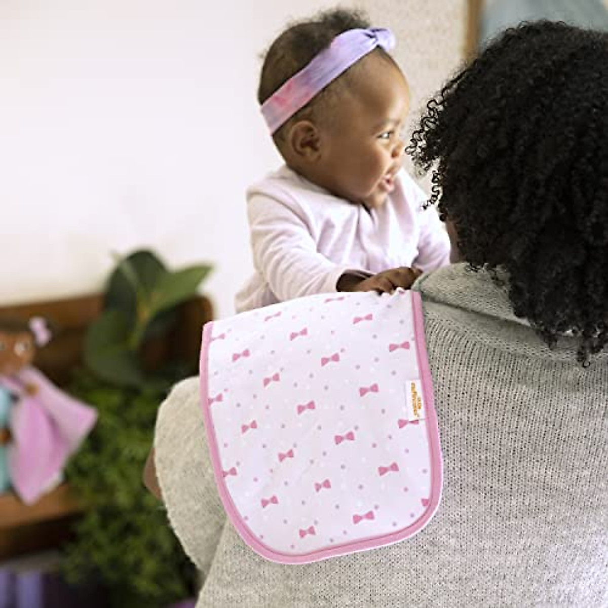 Little Muffincakes Burp Cloths 3 Pack Soft Knitted Jersey, Ballerina Theme (Zhara) Newborn & up, Pink