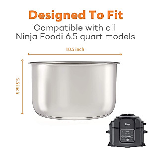 Goldlion Accessories for Ninja Foodi 6.5 Qt, Stainless Steel Inner Pot, Inner Pot Cover