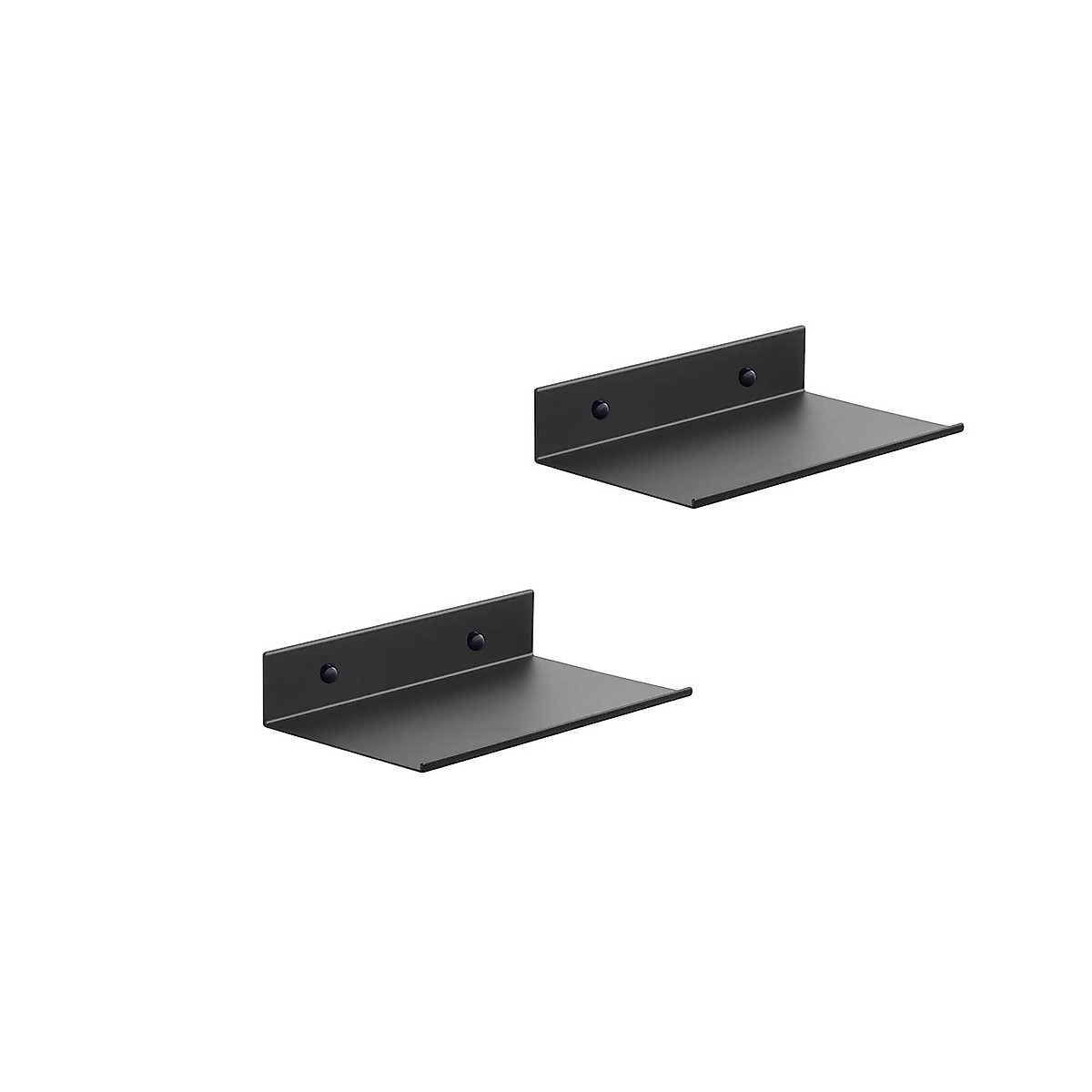 Z metnal Small Metal Shelves, Mini Floating Shelf for Collection Action Figures Speaker, Decor Display Wall Shelf, Aluminum, Wall Mounted, Matt Black, 10 inch, 2 Pack