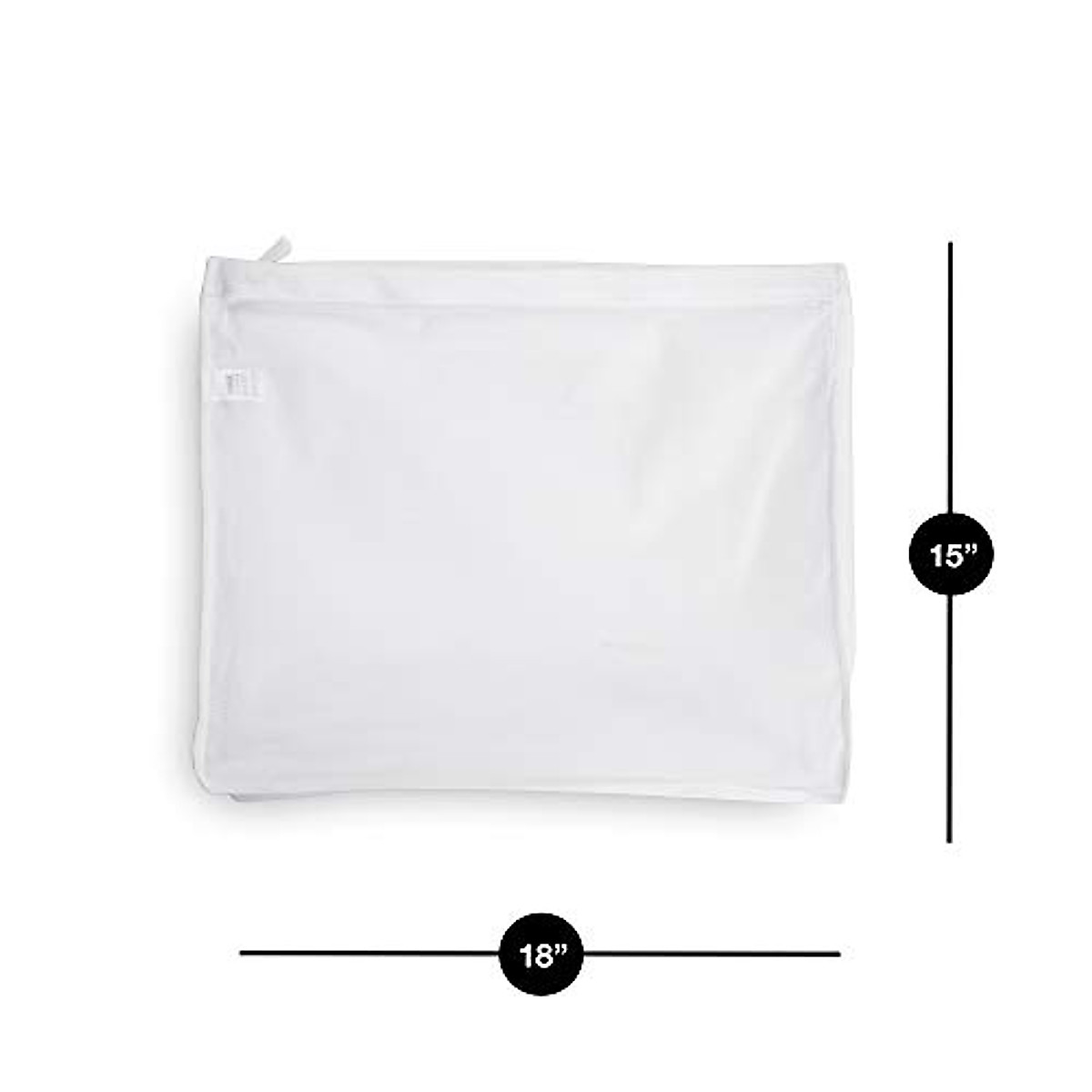 Smart Design Delicates Wash Bag with Safety Zipper - Set of 2 - Washer and Dryer Safe - Mesh Polyester Material - Delicates, Lingerie, and Baby Clothes - 18 x 15 Inch - White