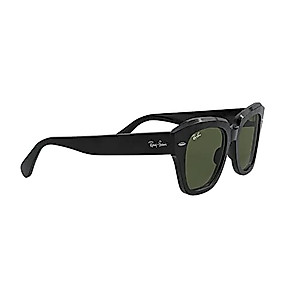 Ray-Ban RB2186 State Street Square Sunglasses, Black/G-15 Green, 49 mm