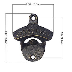 Jumiok Stainless Magnetic Wall Mount Beer Cap Opener Post Mounted Bottle Opener with Magnetic Cap Catcher Outdoor (Aged Bronze)