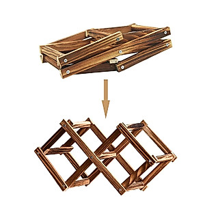 YTCYKJ Wood Wine Rack Freestanding, Wooden Stackable Countertop Wine Rack 3 Bottles Storage Holder Foldable Wine Bottle Display Shelf for Home Kitchen Bar Cabinets