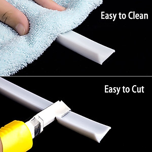 39 Inches Shower Water Guard Shower Dam Shower Splash Guard Threshold Seal Strip Self-Adhesive Kitchen Water Blocking Strip Water Dam Water Barrier for Kitchen Sink, Bathroom, Shower