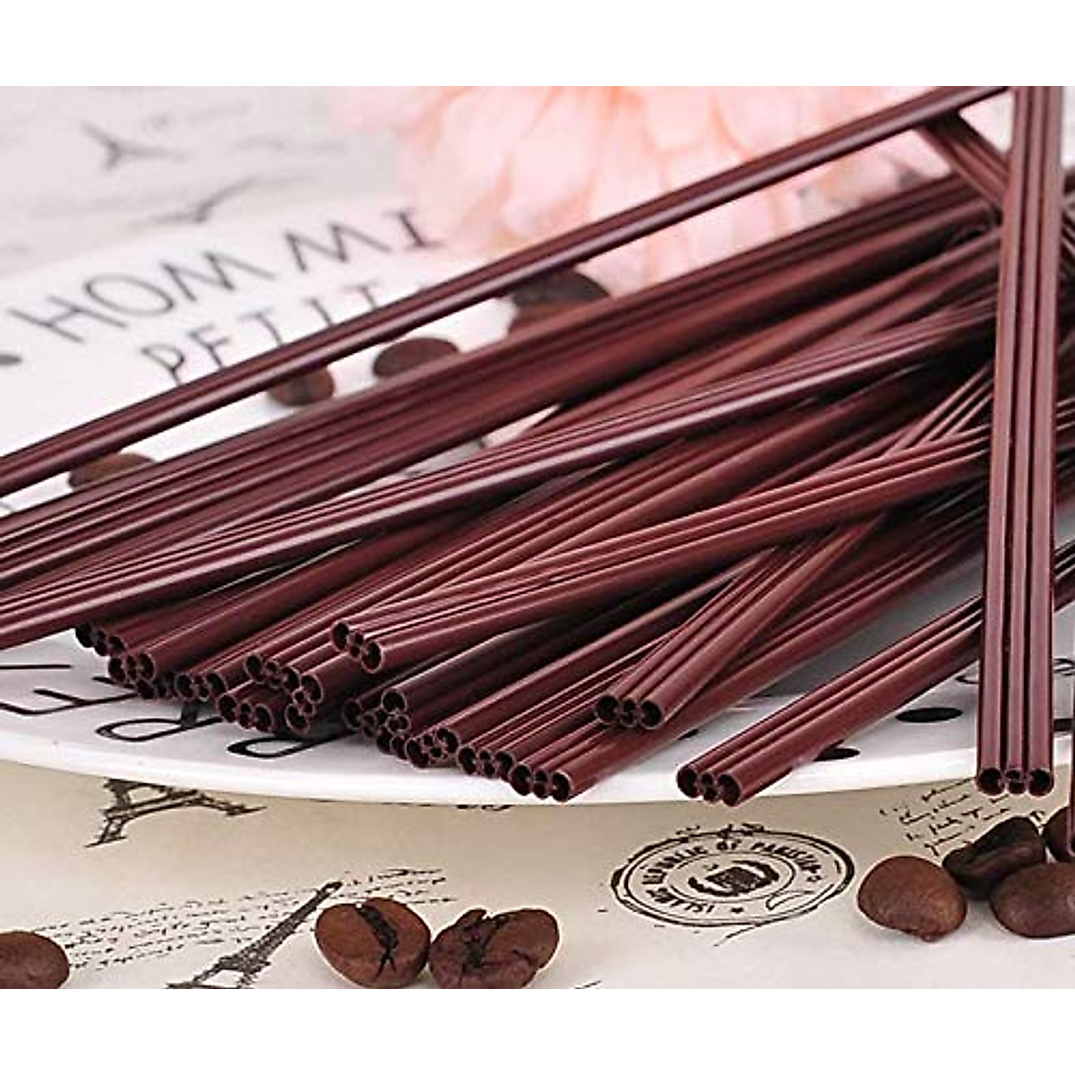 WOIWO 100Pcs Disposable Coffee Sucker Straws, Drinking Straws Hot Drinks Stirring Rods