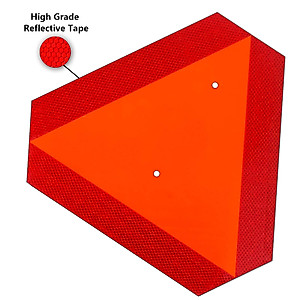 2 Pack Slow Moving Vehicle Sign Safety Triangle Road Sign with Reflective,Plastic 14"x16" Up to 7 Years Outdoor for Golf Cart Tractor UTV Waterproof