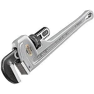 RIDGID 31095 Model 814 Aluminum Straight 14" Plumbing Pipe Wrench, Silver, Made in the USA