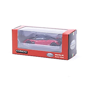 Pagani Huayra BC Rosso Dubai Red Metallic and Black with Silver Stripes Global64 Series 1/64 Diecast Model Car by Tarmac Works T64G-TL014-RE