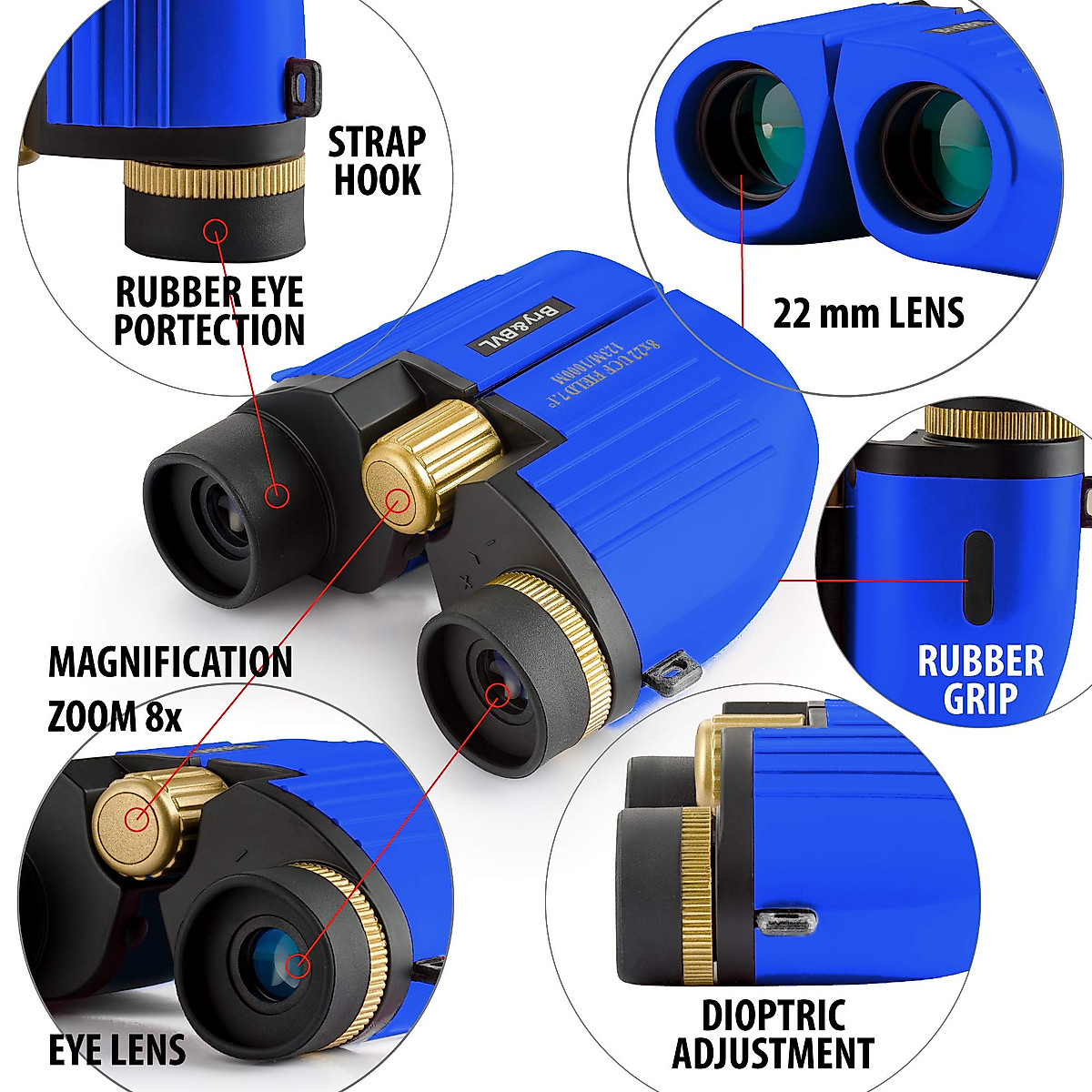 Kids Binoculars Toy Gifts for 3 4 5 6 7 8 9 10 11 12 13 Years Old Boys Girls – Compact and Shock Proof Mini Binoculars for Kids 8x21 Zoom Bird Watching Sporting Events Children Best Present (Blue)