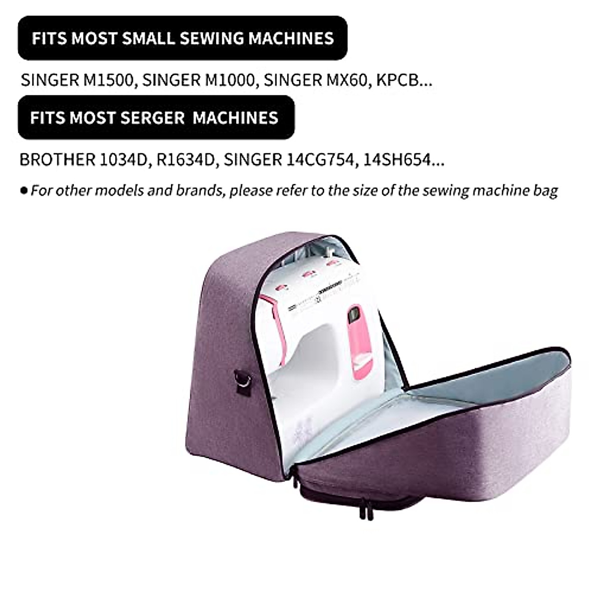 WITSTEP Sewing Machine Case Compatible with Singer/KPCB Mini Sewing Machine and Accessories, Portable Travel Tote Bag with Removable Bottom Pad, Adjustable Shoulder Strap & Multiple Pockets