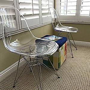 Ergo Furnishings Mid-Century Eiffel Tower Transparent Side Dining Chair Chrome Base (Set of 2)
