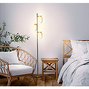 Brightech Saturn Floor Lamp, Great Living Room Decor, Tall Tree Lamp for Offices, Contemporary Lamp for Living Rooms, Standing Lamp with 3 LED Lights for Bedroom Reading - Gold/Brass