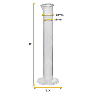 EISCO Graduated Cylinder, 50mL - Class B Tolerance - Octagonal Base - Polypropylene Plastic - Industrial Quality, Autoclavable