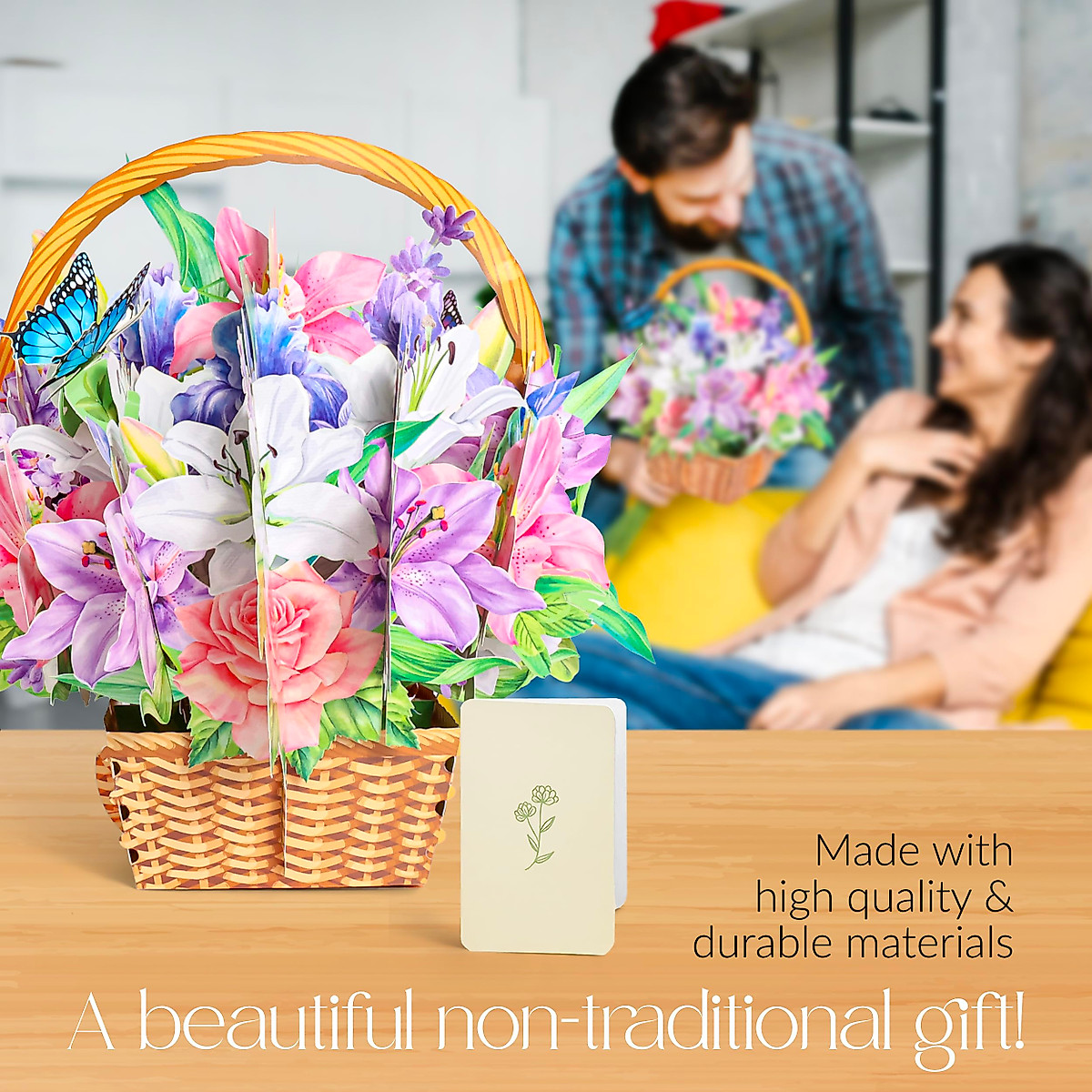 3D Pop Up lilly Flower Bouquet Card - Unique life size Floral Greeting Card for Birthday, Mother’s Day, Valentines Day, Appreciation card, Get Well soon