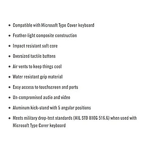 URBAN ARMOR GEAR [UAG] Microsoft Surface 3 Feather-Light Composite [Black] Aluminum Stand Military Drop Tested Case