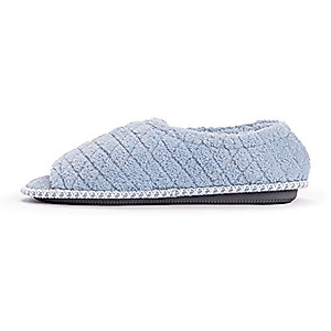 MUK LUKS womens Women's Marylou Adjustable Open Toe Full Foot Slipper, Freesia Blue, Large US