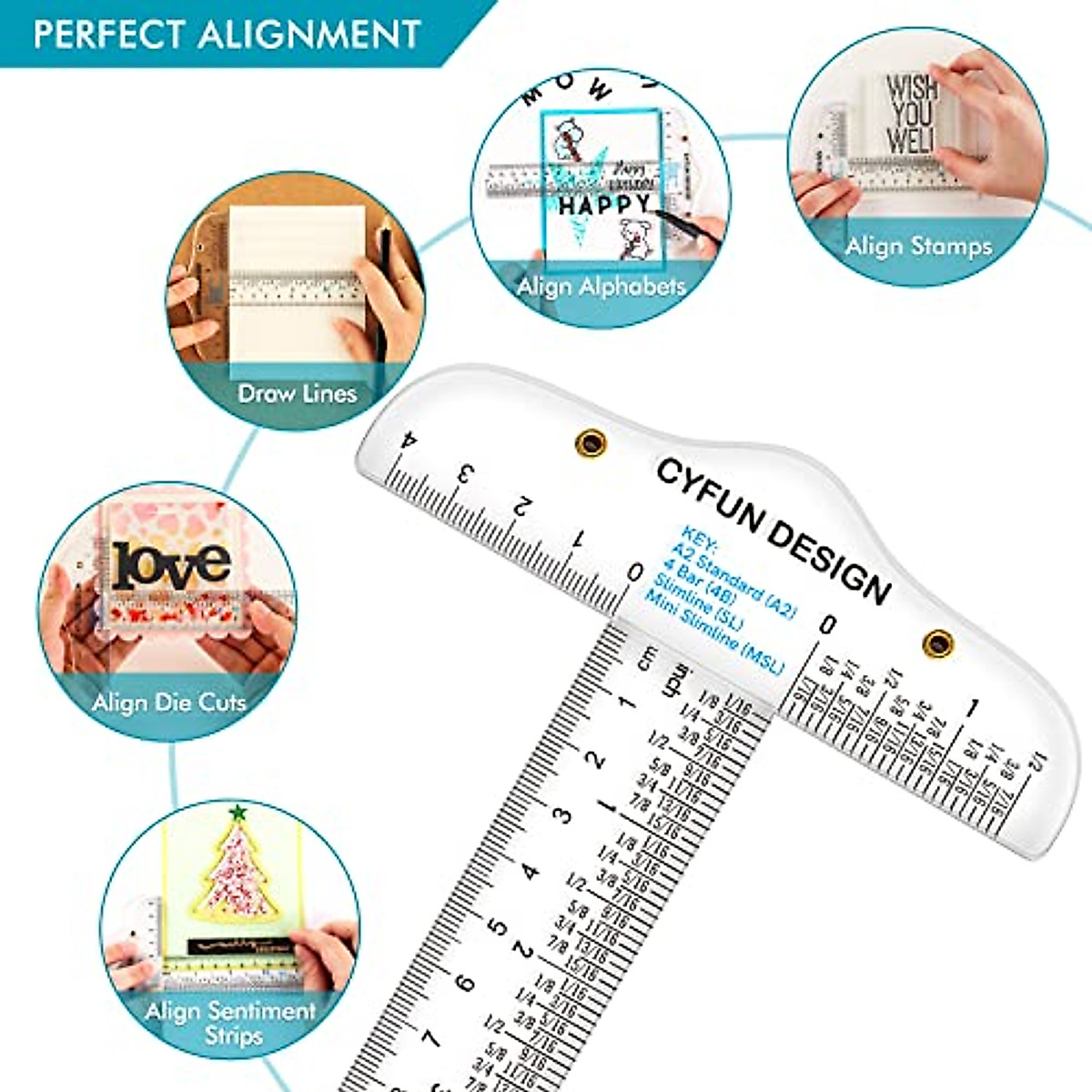 6 Inches Acrylic Clear T-Square Ruler, 3 Pack, T Square Ruler, Transparent, T Ruler, for Crafting Drafting and General Layout Work Art Framing & Drafting Scrapbooking Crafting