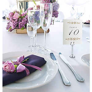 Alpine Industries 3" Harp Style Place Card Holder - Table Card Holder - Tabletop Menu Holder - Table Number Holder -Great for Restaurants, Weddings Banquets - Silver (24 Pack)