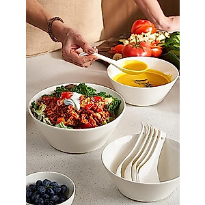 DOWAN 32 OZ Large Soup Bowls Set of 4 - White Ceramic Bowls for Ramen, Cereal, Pasta, Salad, Fruit - Dishwasher & Microwave Safe