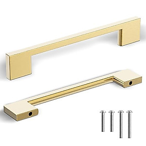 Southern Hills 5 Pack Gold Cabinet Pulls -128mm - Brushed Gold Drawer Pulls, Gold Handles for Drawers, Brushed Brass Drawer Pulls, Gold Cabinet Handles, Brass Cabinet Pull Gold Kitchen Hardware