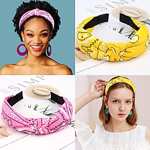 TOBATOBA Knotted Paisley Hair Bandanas - 10 Pack Wide Turban Headbands, Vintage Boho No Slip Fashion Headbands for Women
