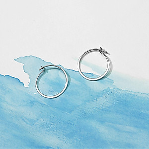 Boma Jewelry Sterling Silver Round Hook & Eye Closure Hoop Earrings