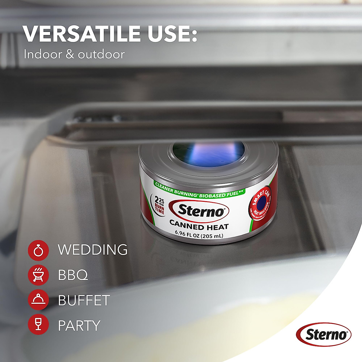 Sterno Green Canned Heat Ethanol Fuel Can - Ethanol Gel Cans with 2.25-Hour Burn Time, Chafing Dish Fuel Cans & Gel Fuel Cans for Fire Bowl - Fuel Cans for Food Warmer & Portable Stoves - Pack of 12