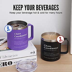 NOWWISH Christmas Gifts for Men Boss Coworker Teacher Friend - Chaos Coordinator Mug - White Elephant,Birthday, Funny Gifts for Men, 14oz Black