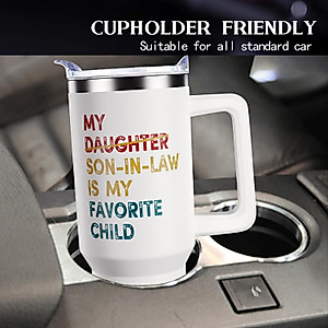 qynspngs Gifts for Mother/Father In Law from Son In Law Funny Mother's/Father's Day Gifts for Mom Christmas Gift for Dad,40 oz Mom/Dad Tumbler with Handle Brithday Gift