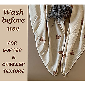 LEYL&ARI Muslin Baby Swaddle Blanket | 100% Organic Receiving Wrap (Boho Butterflies)