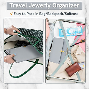 MATEIN Jewelry Travel Organizer for Women, Tangle Free Portable Leather Jewelry Storage Roll Bag Envelope Clutch, Waterproof Lightweight Jewelry Case Holder for Necklaces, Rings, Earrings, Bracelets