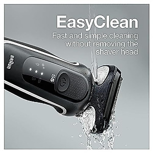 Braun Electric Razor for Men, Waterproof Foil Shaver, Series 5 5050cs, Wet & Dry Shave, With Beard Trimmer and Body Groomer, Rechargeable, Charging Stand Included, Blue