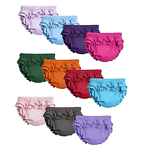 Made in USA Baby Girls Ruffled Diaper Covers Bloomers Soft Cotton Fashionable Cute SPD sensory Sensity Clothing Black, 0/3 M