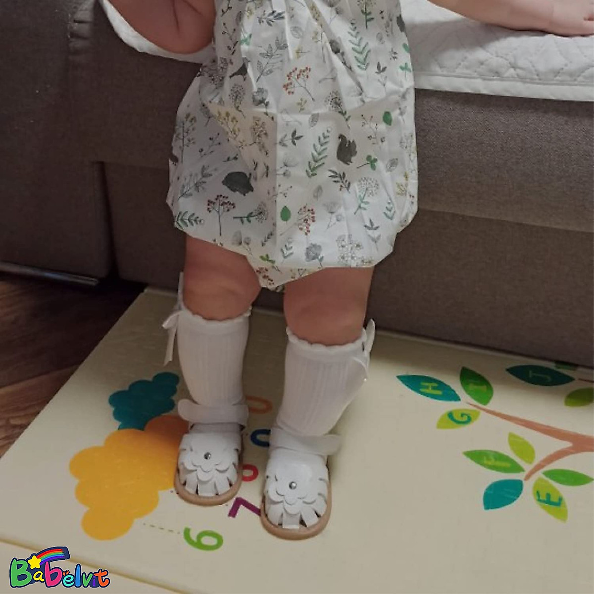 Babelvit Infant Baby Girl Boy Sandals Comfort Premium Summer Outdoor Casual Beach Shoes with Flower Bowknot Anti Slip Rubber Sole Newborn Toddler Prewalker First Walking Shoes