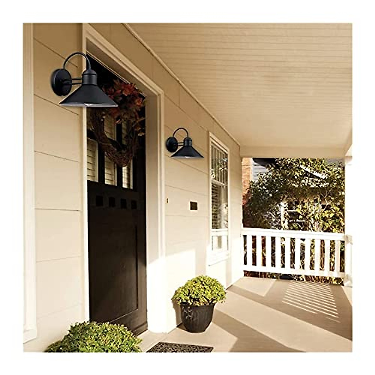 TAMSOI Rustic Farmhouse Wall Sconce Outdoor Barn Gooseneck Park Light Fixture Black Matte Finish Waterproof Industrial Wall Lamp for Exterior House Patio Porch Deck