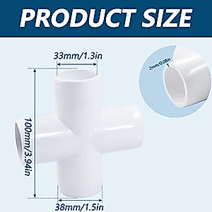Bivethoi 4 Pack 4 Way Cross PVC Fitting 1", White Fitting Connector Pipe Joint for Greenhouse Shed, Storage Frame