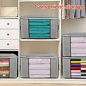 FATMOON Large Storage Bags,90L,3 Pack Clothes Storage Bins,23.6 x 16.9 x 13.7 inches Foldable Closet Organizers Storage Containers with Durable Handles