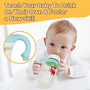 Baby Bottle Handles,4 Pack Silicone Baby Bottle Holder with Easy Grip Handles to Hold Their Own Bottle,Bottle Handles for 1.85" to 2.62" Diameter Baby Bottles and Straw Bottles