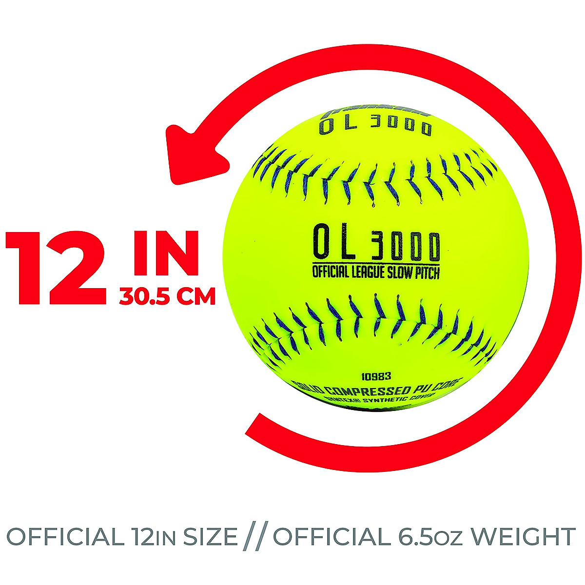 Franklin Sports 12" Slowpitch Tournament Softballs - Great for Practice + Training - Official Size + Weight - 1 Pack